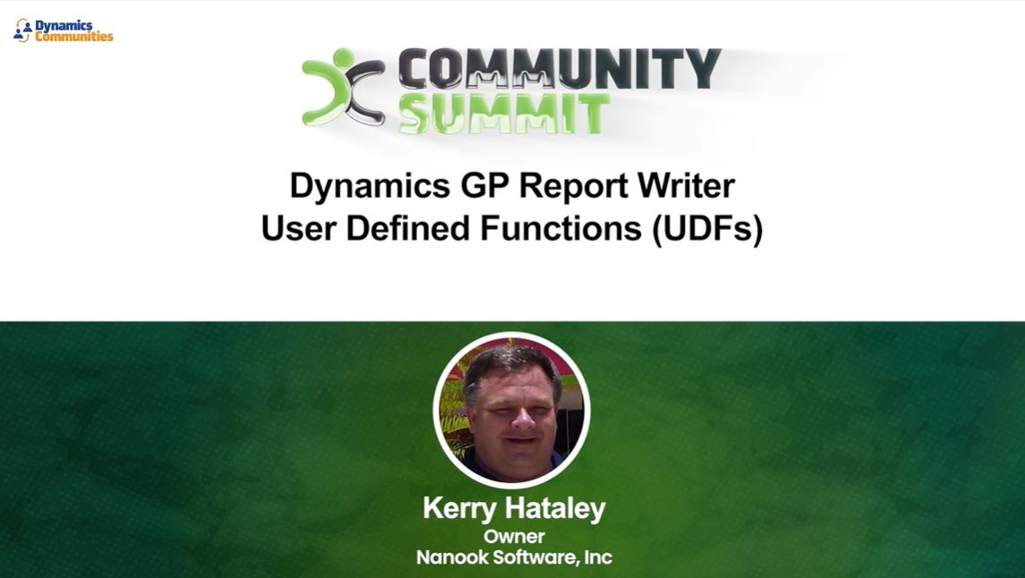 Dynamics GP Report Writer - User Defined Functions (UDFs) - Dynamics ... Dynamics GP Report Writer - User Defined Functions (UDFs) - Dynamics ...
