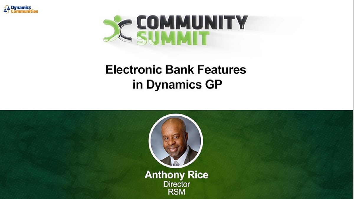 Electronic Bank Features in Dynamics GP - Dynamics Communities