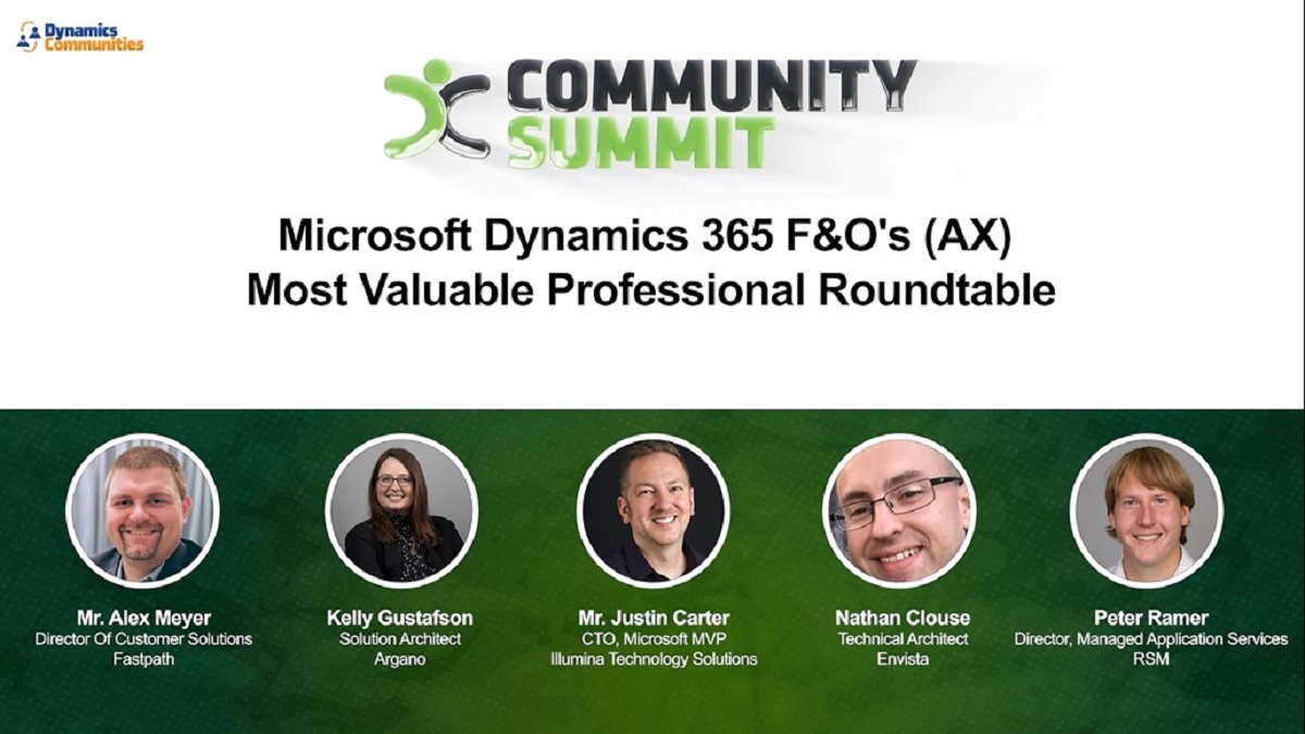 Microsoft Dynamics 365 F&O's (AX) Most Valuable Professional Roundtable - Dynamics Communities