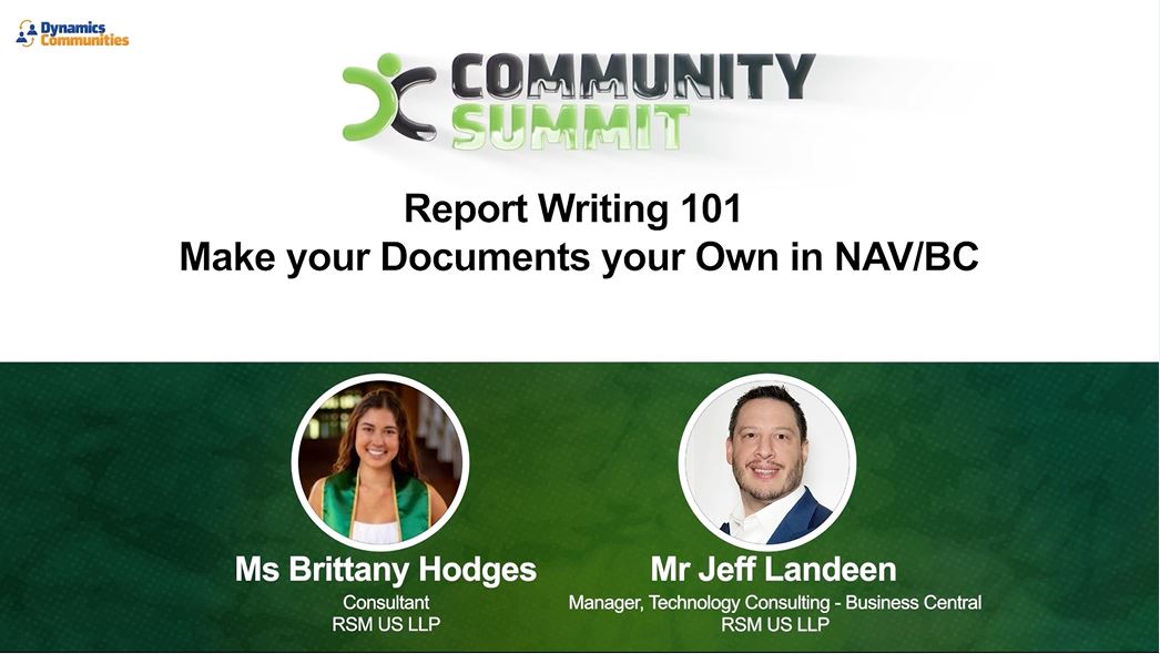 Report Writing 101 - Make your Documents your Own in NAV/BC - Dynamics ...