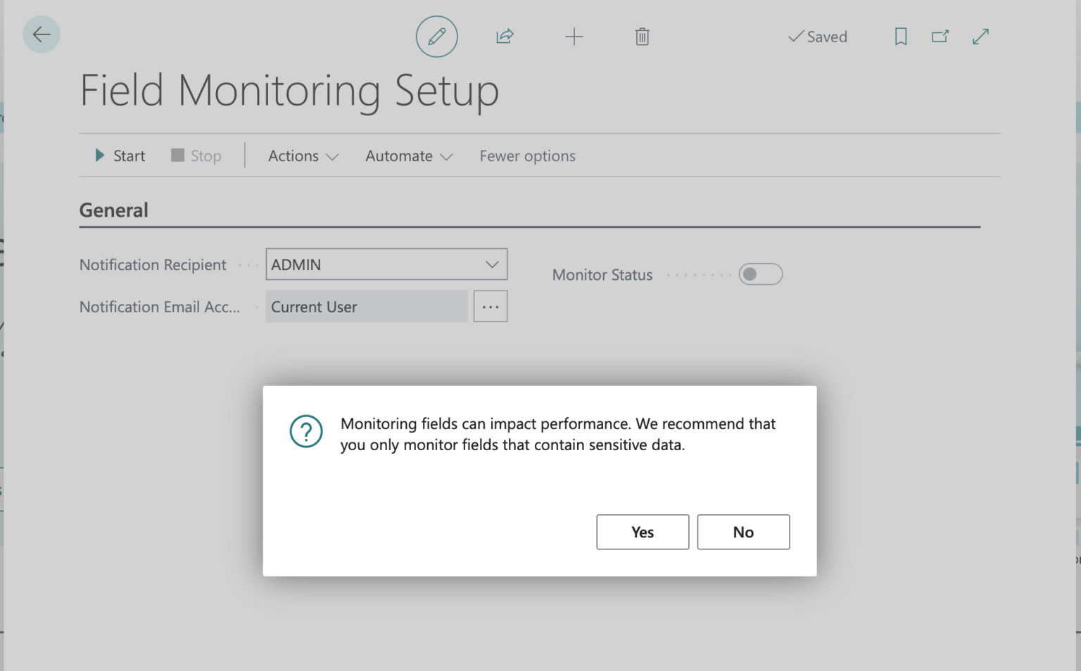 Monitoring Field Changes in Microsoft Dynamics 365 Business Central