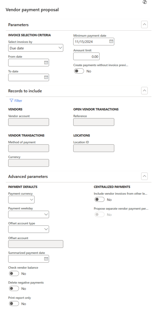 Creating a Payment Proposal in Dynamics 365 Finance & Operations
