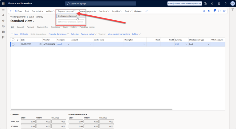 Creating a Payment Proposal in Dynamics 365 Finance & Operations