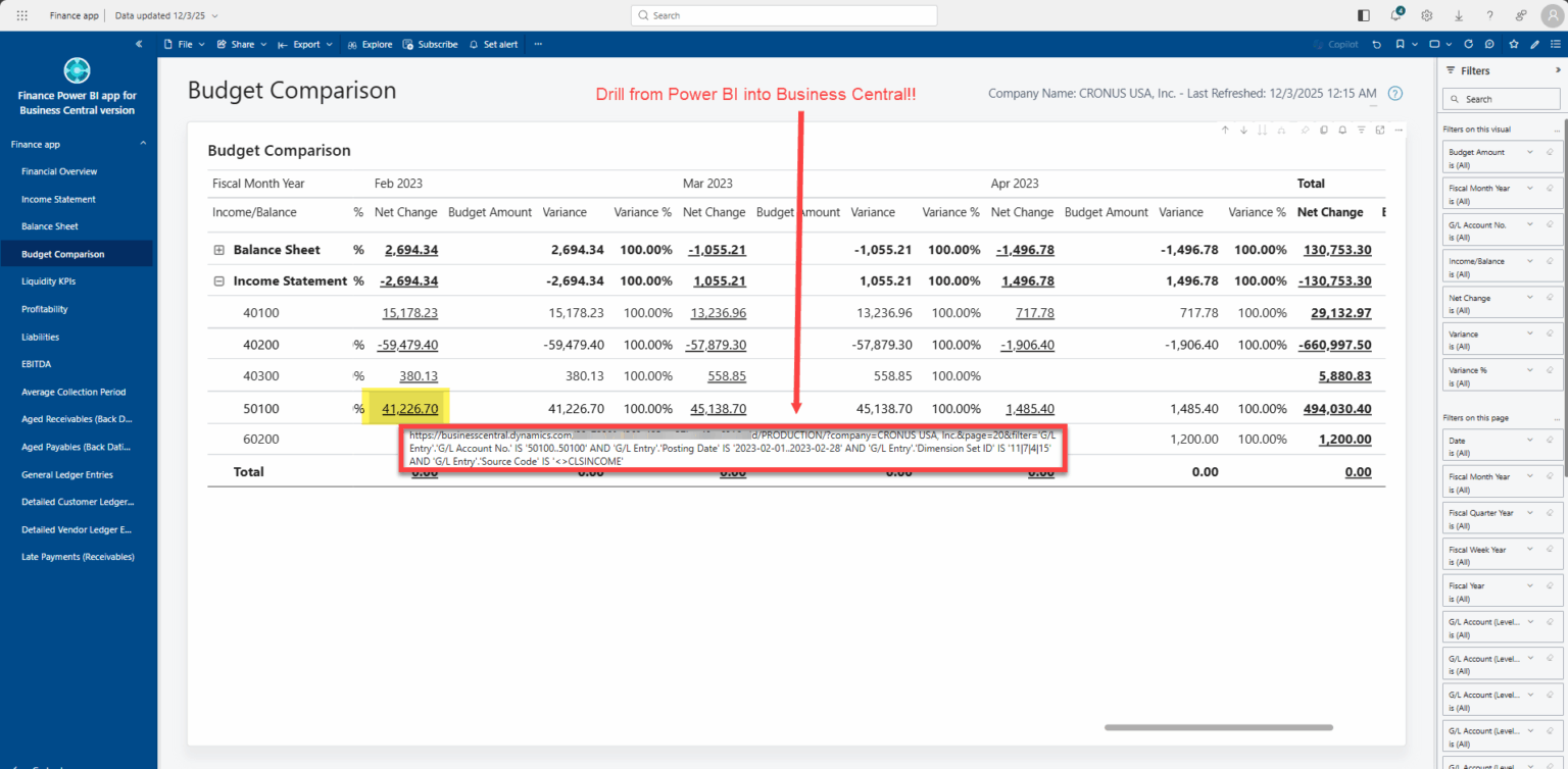 Power BI Reporting App Enhancements for Business Central v27