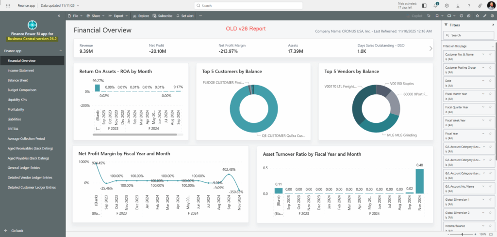 Power BI Reporting App Enhancements for Business Central v27